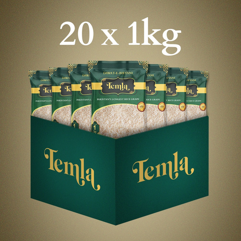 Temla premium XXXL Long Grain Basmati Rice - 20 Bags of 1 KG